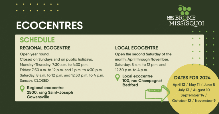 Cowansville and Bedford ecocentres schedules - Town of Sutton